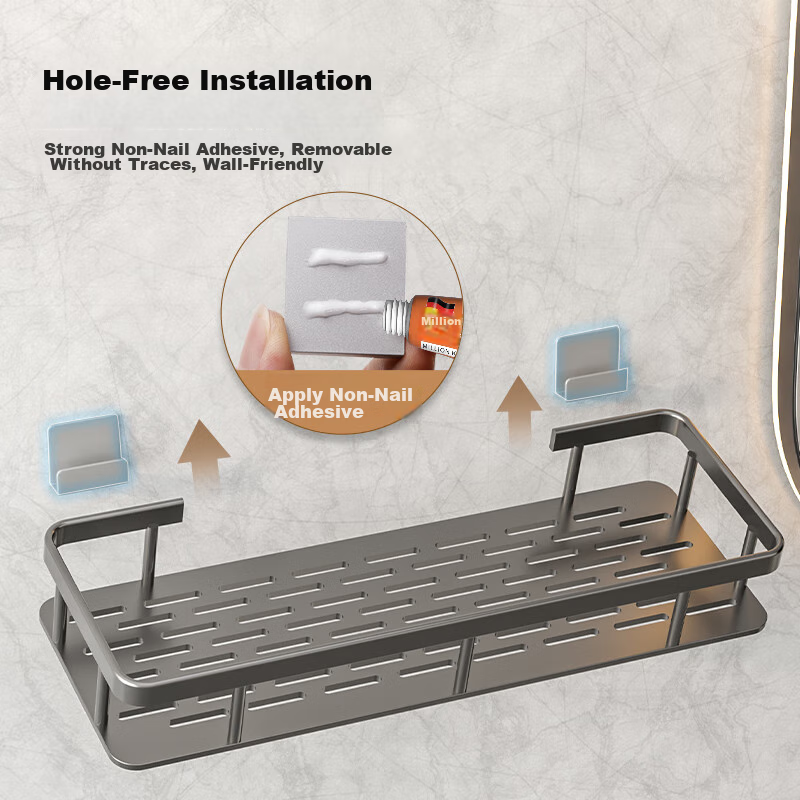 Bai Zi Bathroom Storage Rack, Extended Space Aluminum, Bathroom Toilet Bathroom, No Drilling Required, Kitchen Storage Hanger, Gun Gray