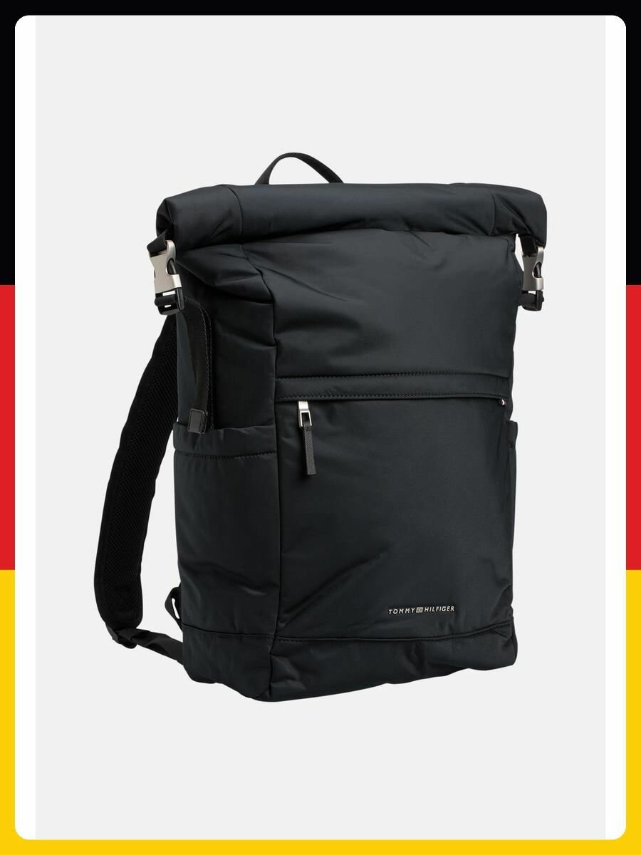 Рюкзак TOMMY HILFIGER Signature Rolltop, черный, 130 х 430 х 460