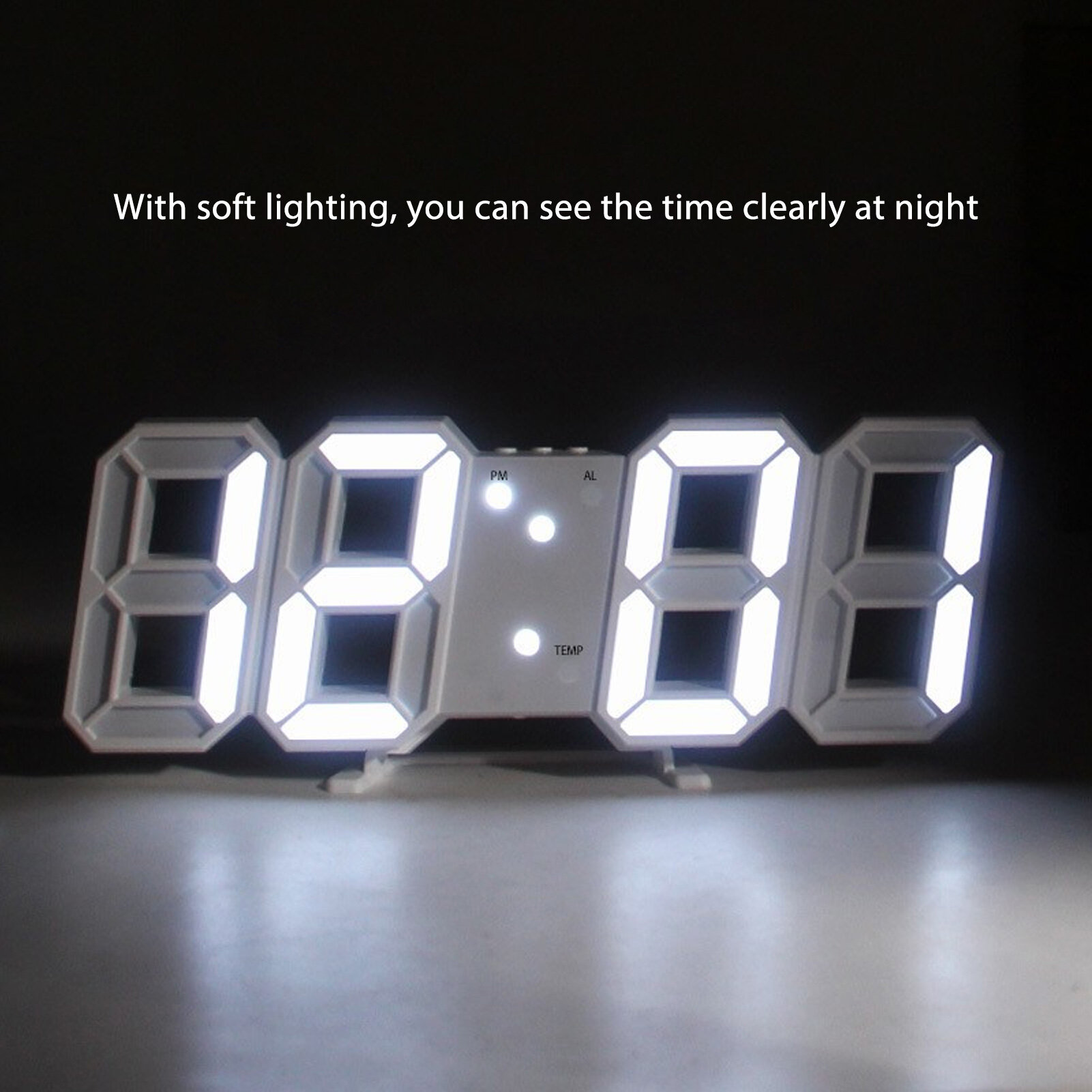 3D светодиодный цифровой будильник ABS ночник температура настольные настенные часы для домашнего декора спальня белый