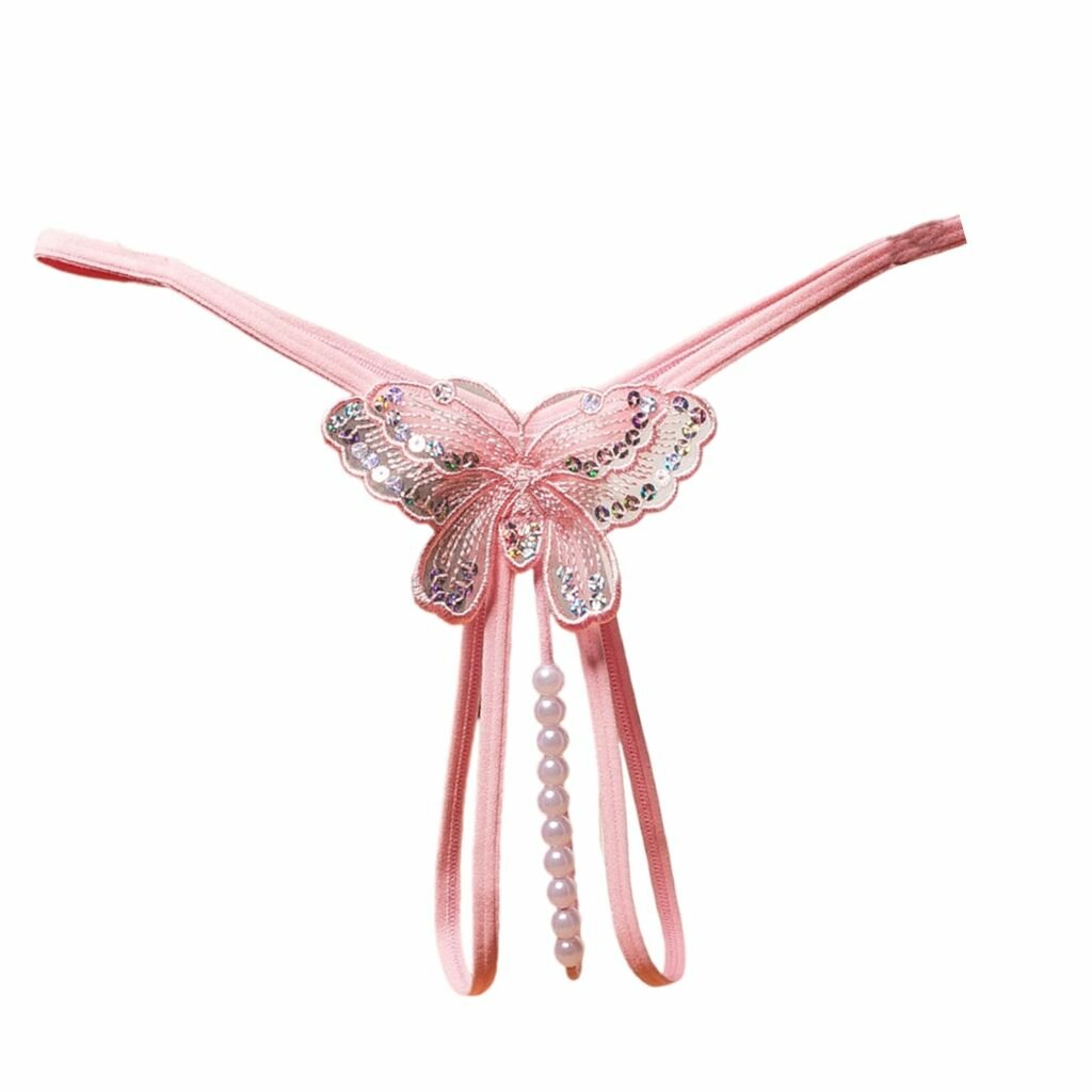 Кружевные стринги с жемчугом