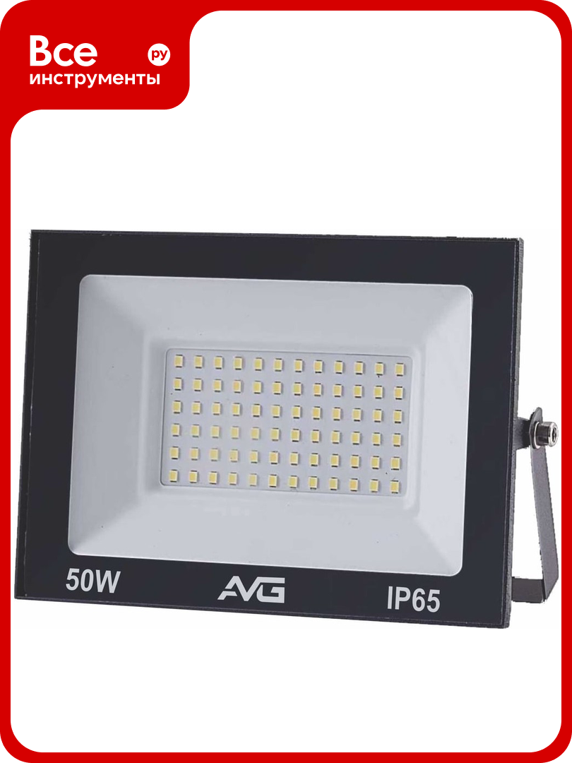 Прожектор светодиодный AVG серия 6 SDO-6 50Вт, 200-240В, 6500К, 150x30x115мм, IP65, черный серия 6 50ВТ