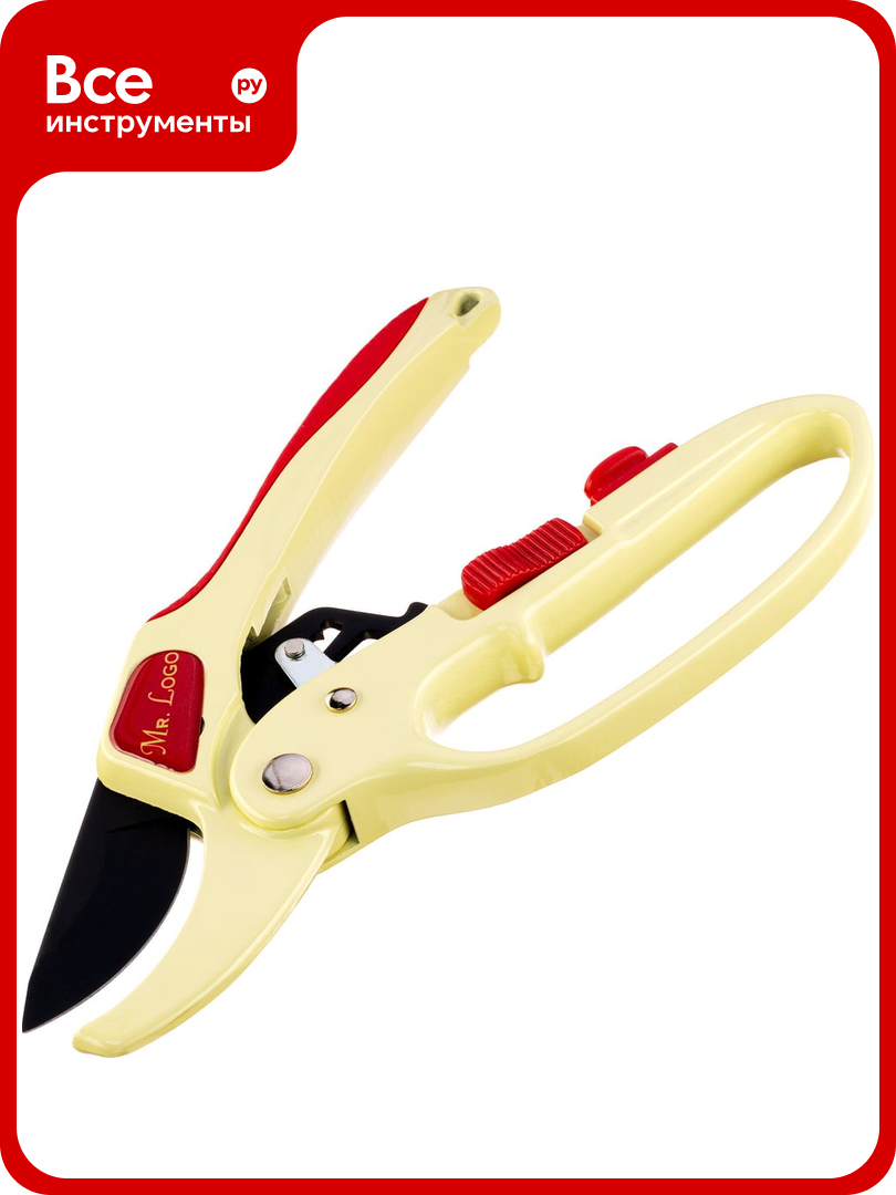 Секатор садовый с храповым механизмом Mr.Logo срез 24 мм 46719, Секатор упорный с храповым механизмом