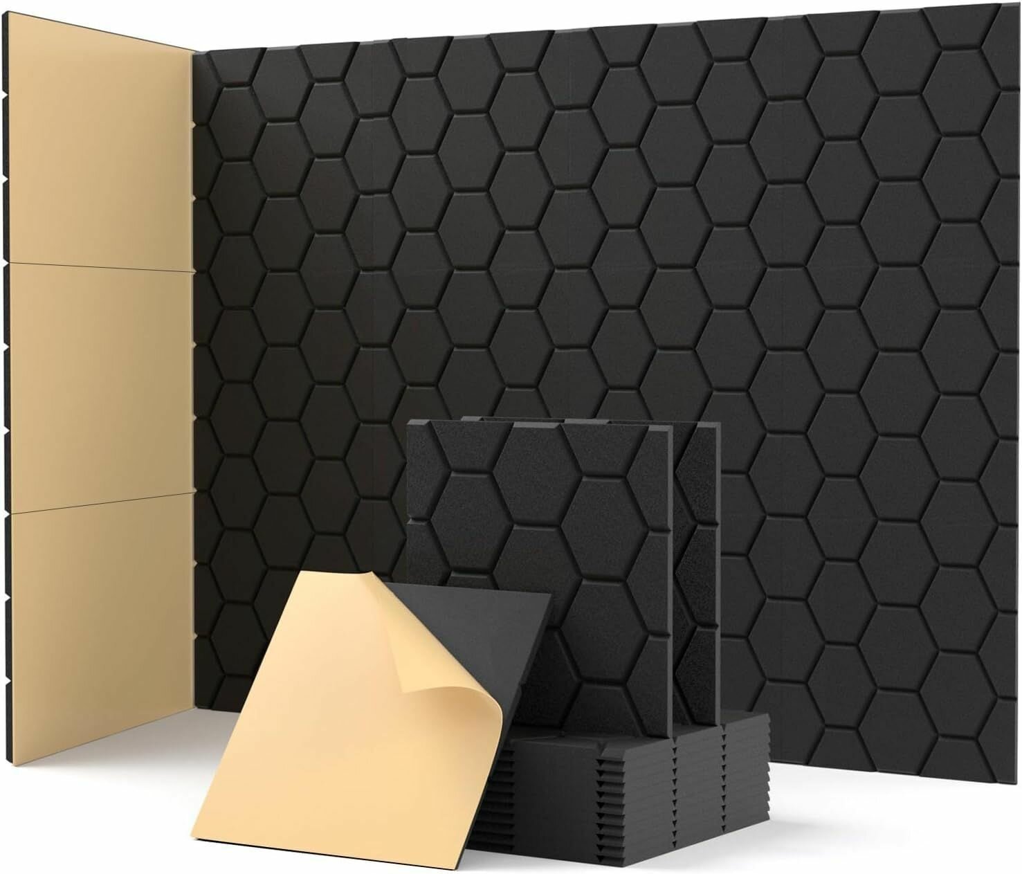 Самоклеящаяся акустическая панель Звукоизоляционные стеновые панели из пенопласта, 12 шт. чёрный