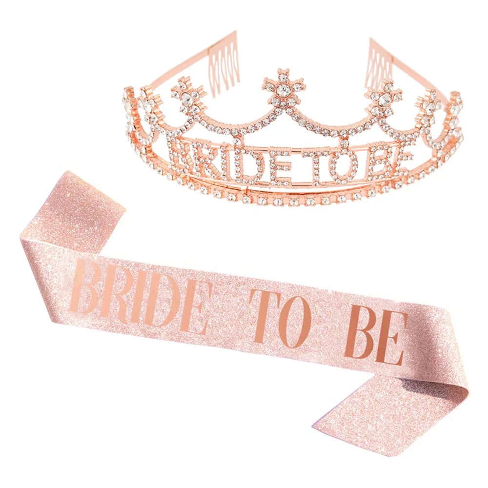 Корона и лента "Bride to Be" розового золота, set 3