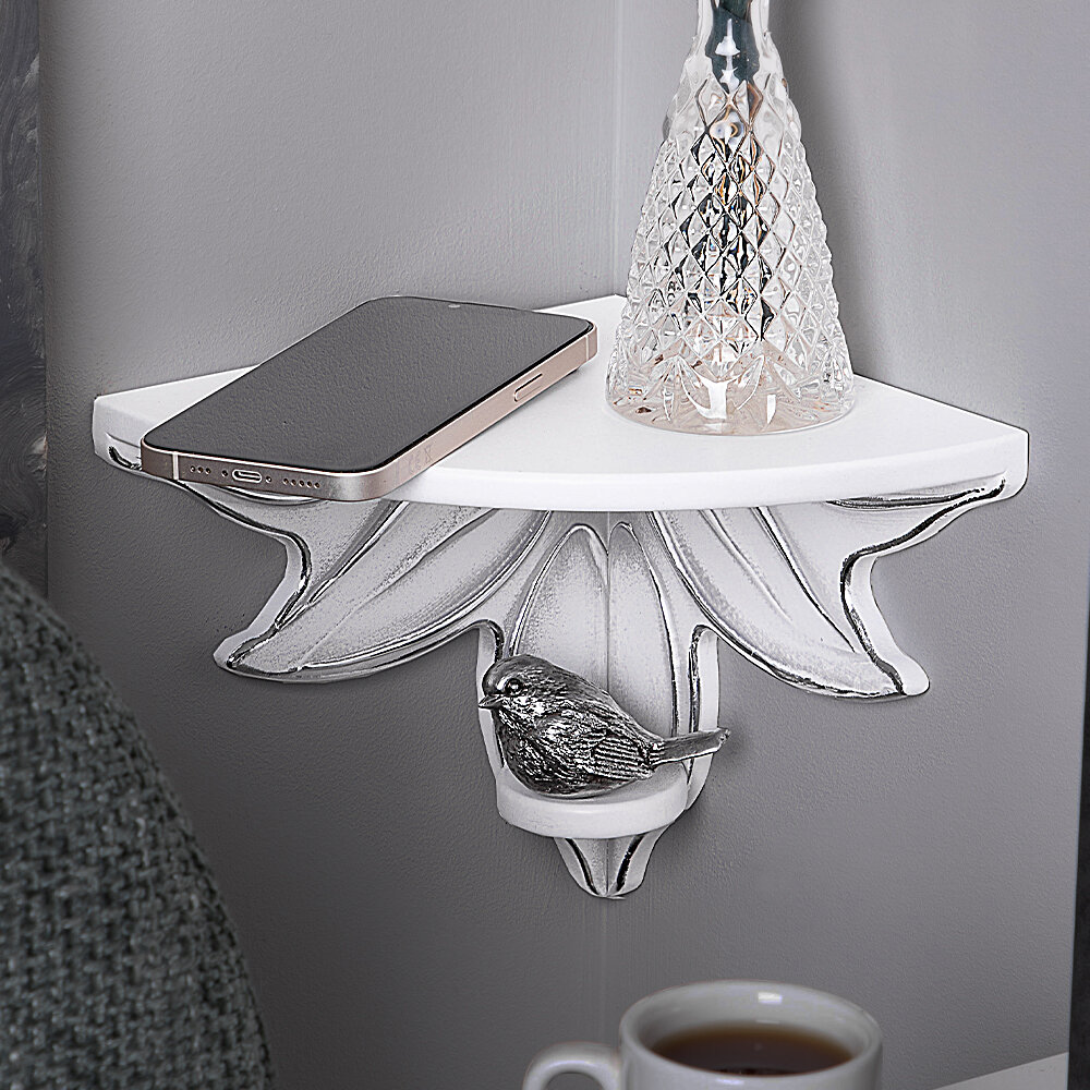 Узкая настенная полочка с элементами из мрамора BOGACHO Зарничка Папийон, для интерьера в стиле прованс