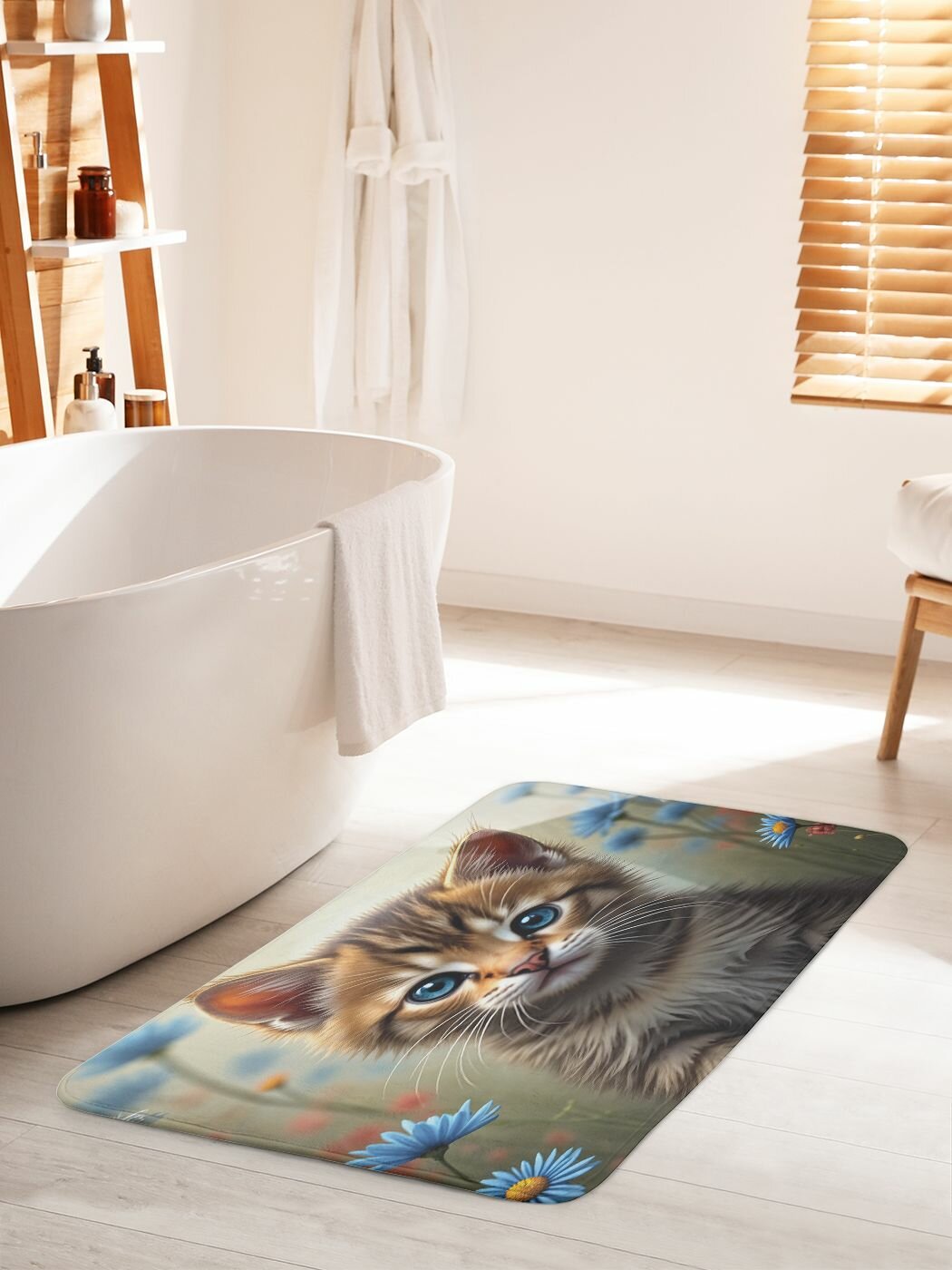 Коврик для ванной комнаты и туалета противоскользящий "Пушистое чудо" 60х100 см, JoyArty