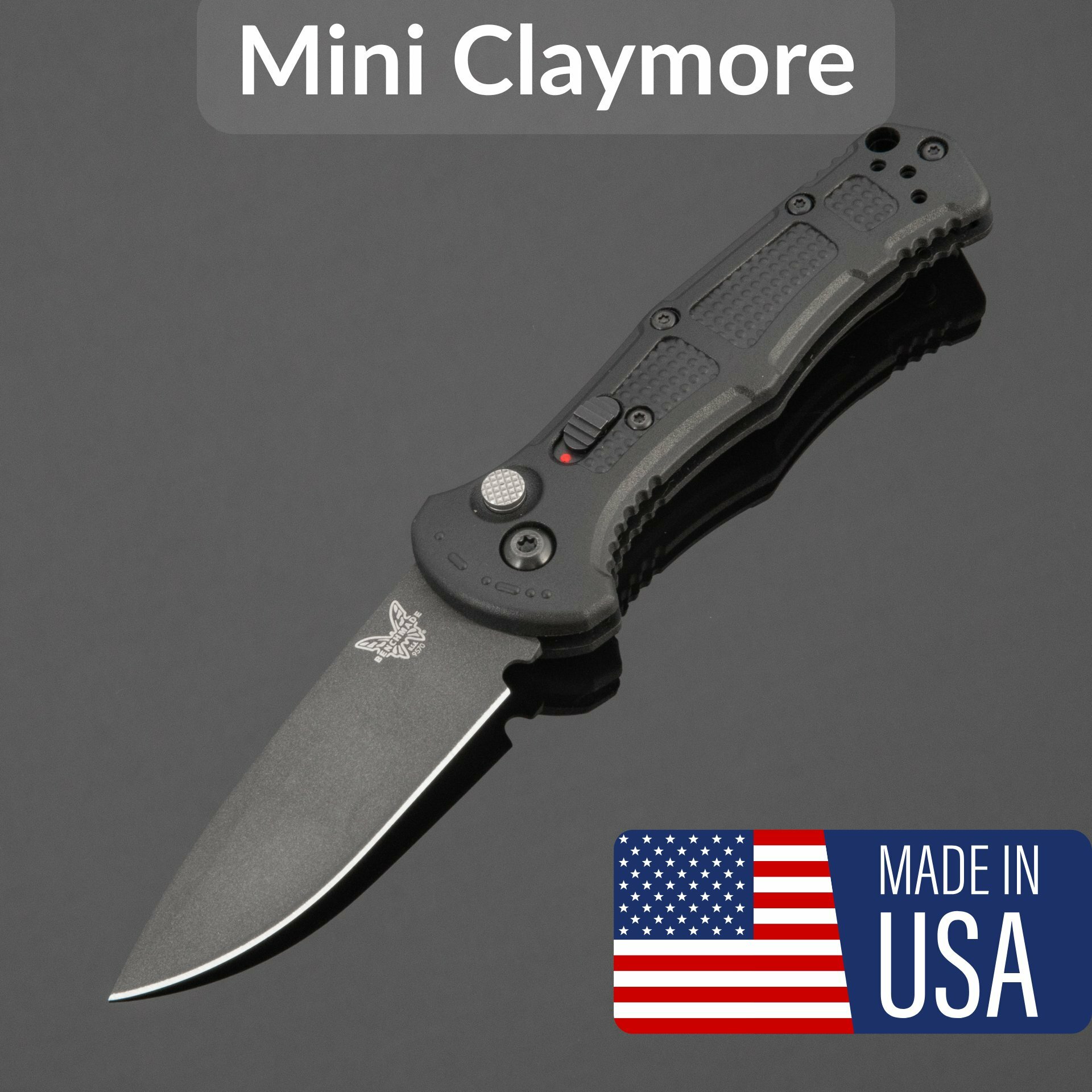 Складной нож Benchmade Mini Claymore black 9570BK, сталь CPM-D2, рукоять Black Grivory, США