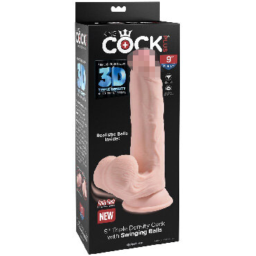 Pipedream King Cock Plus Triple Density 23см, телесный Реалистичный фаллоимитатор с подвижной мошонкой
