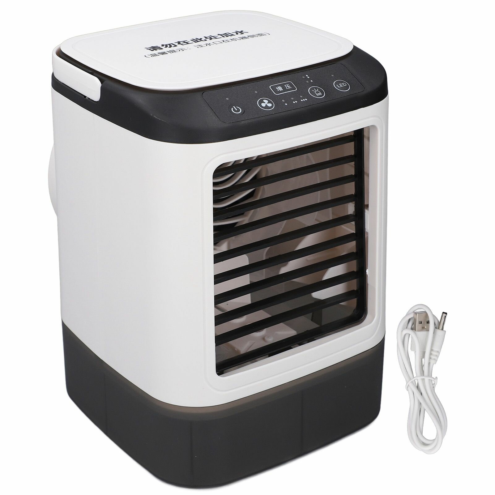 Портативный кондиционер с резервуаром 900 мл, испарительный охладитель воздуха, 7-цветная светодиодная подсветка, 2-уровневый увлажнитель, 3 скорости, настольный вентилятор для спальни или офиса