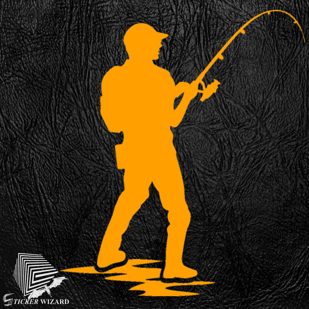 Наклейка виниловая на прозрачной основе (желтая глянцевая) "Рыбак"