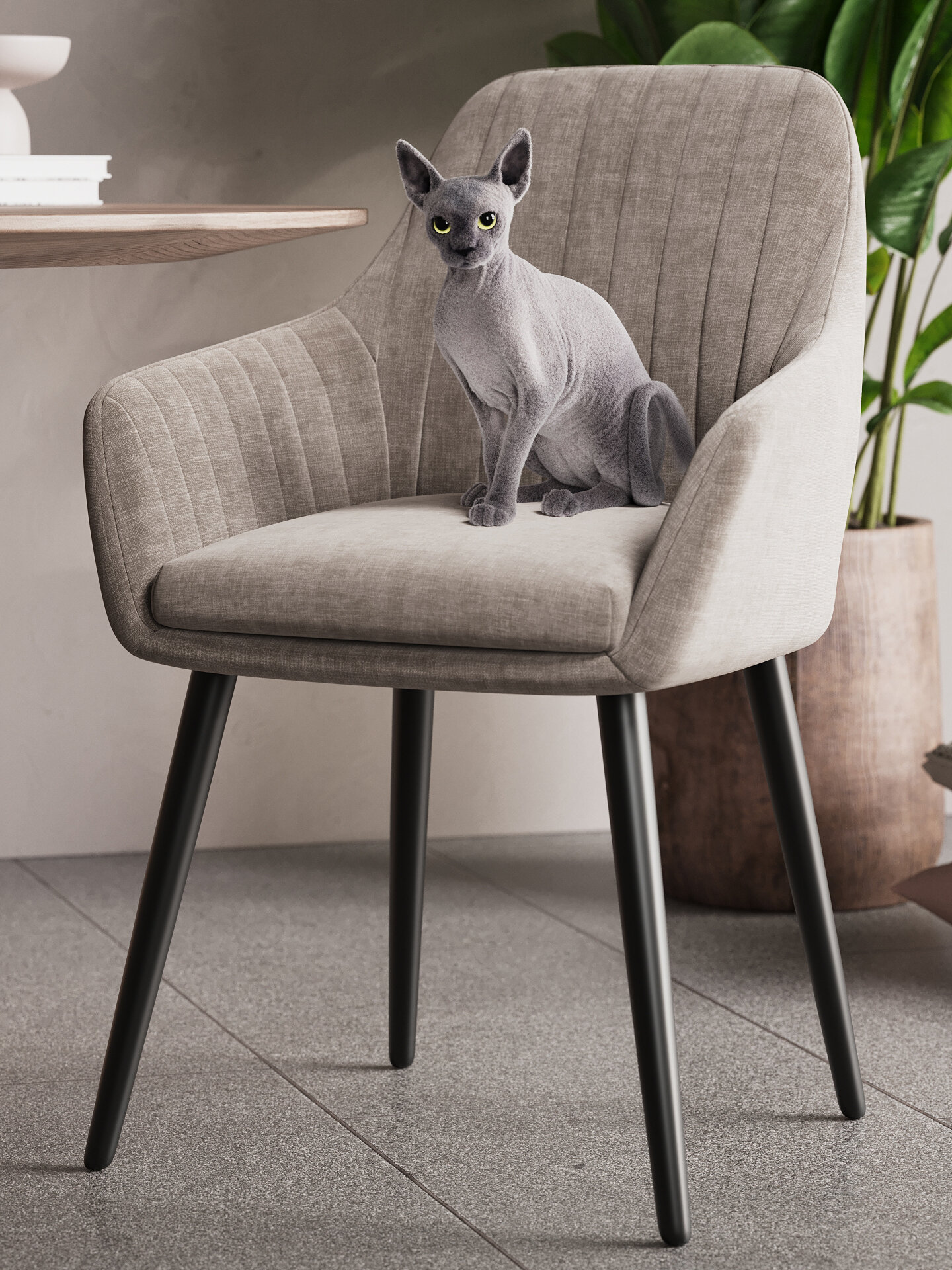 Стул кресло Moby для кухни мягкий велюр, цвет молочный шоколад