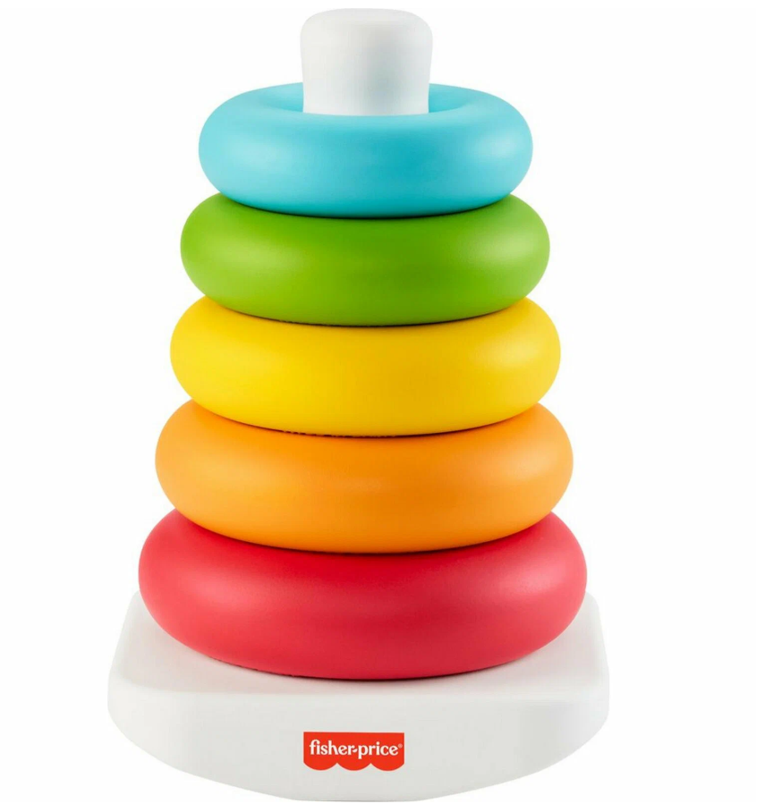 Пирамидка Fisher-Price "Складывай и толкай" GRF09, 5 колец, развивающая, растительный материал