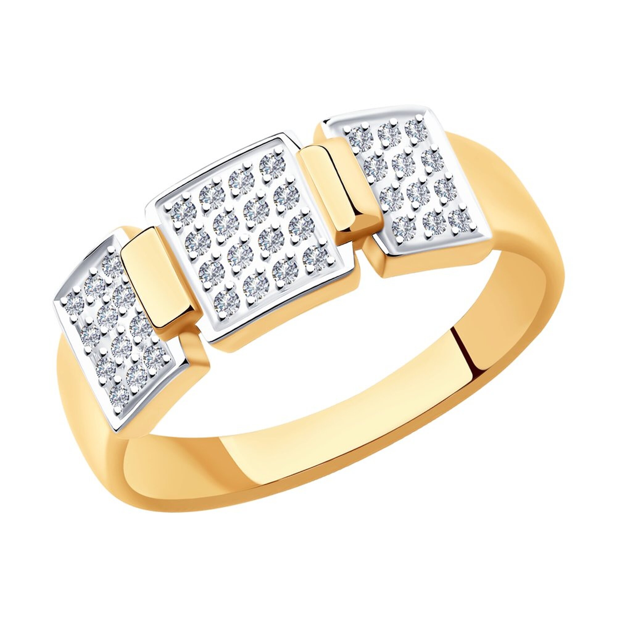 Кольцо дорожка, красное золото, 585 проба, бриллиант