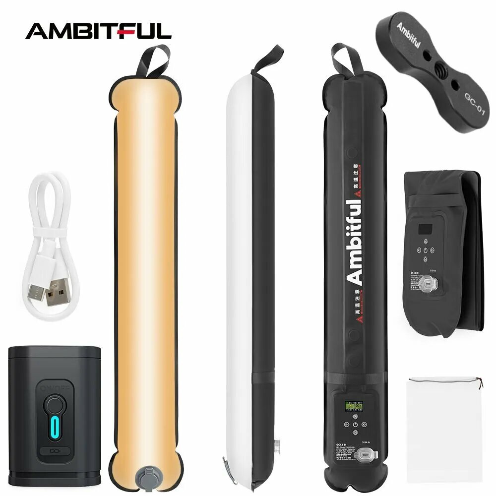 KNOW EASY-Ambitful GC12 BI Надувной софтбокс 2700K-6500K Портативное светодиодное фотоосвещение + Магнитный кронштейн GC-01 + GR-107 Воздушный насос