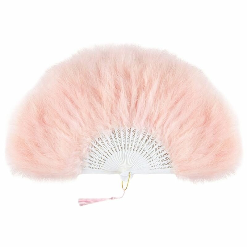 Веер из павлиньих перьев-светло-розовый
