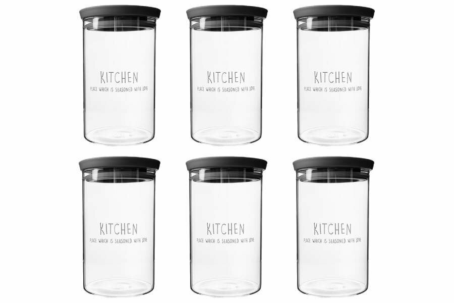 Набор 6 банок для продуктов, 800 мл, стекло Б/пластик, Special (Anna Lafarg)