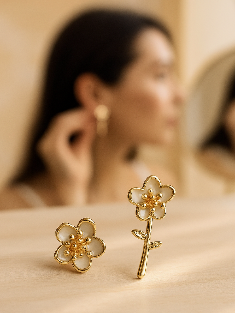 Серьги пусеты, эмаль