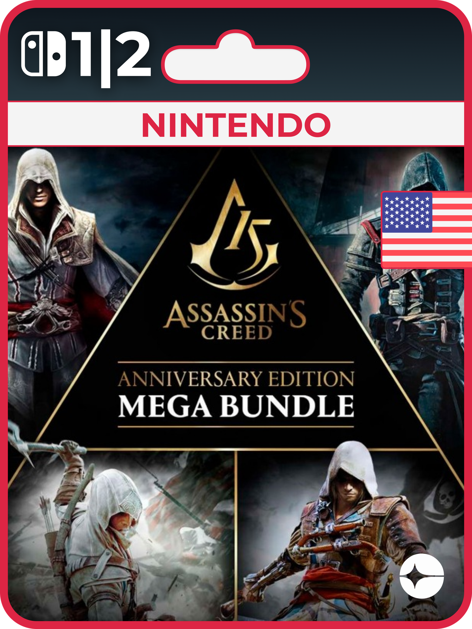 4 игры Assassin's Creed Anniversary Edition Mega Bundle для Nintendo Switch 1/2 [Цифровая версия, США]