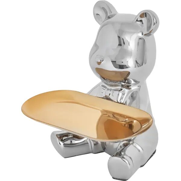 Подставка Мишка 1 керамика серебро 18x20 см