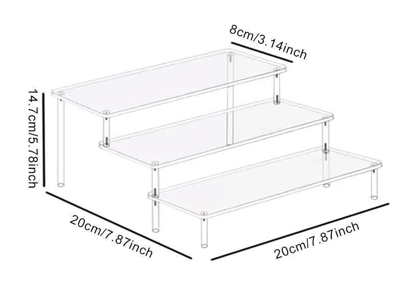 Акриловая подставка-витрина 1-4 уровня ST01 20X8CM 3 layer rack