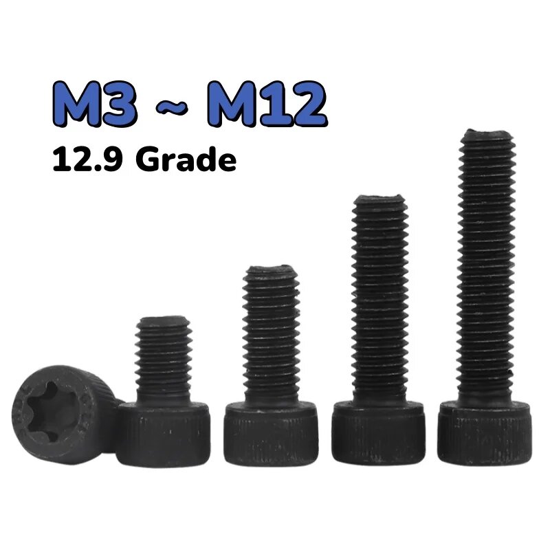 Черные высокопрочные стальные винты Torx M3 M5 M6 M8 M10 M12 M5-5pcs, 16 мм