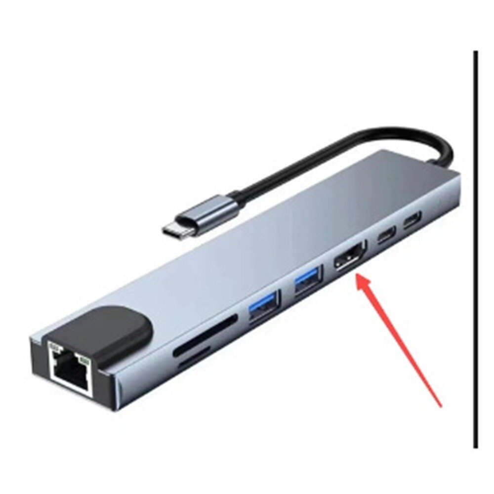 Адаптер USB C USB C USB C-4K HDMI, 100 Мбит/с Ethernet, 87W PD Зарядка, USB 3.0/2.0, SD/TF Reader Reader：8-in-1