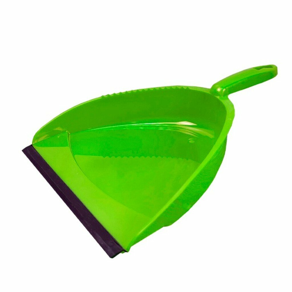 Совок для мусора Мультипласт пластик, с резиновой кромкой, пластиковая ручка, салатовый