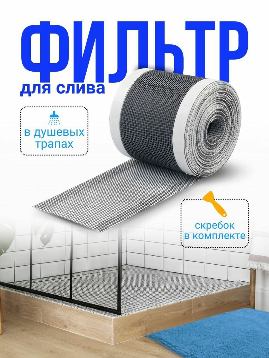 Фильтр для слива SRD, для душевой кабины, графитовый нейлон, 7см, рулон