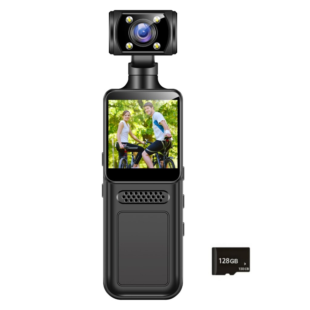 Камера для Видеоблогинга 4K Портативная Видеокамера Со Стабилизацией и Поворотом Объектива на 180 Градусов с ЖК-Экраном для Наружного использования