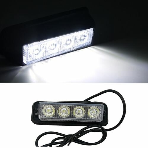 1 шт. 4 светодиодная мигающая лампа полоса стробоскоп белый для автомобиля грузовика мотоцикла универсальный