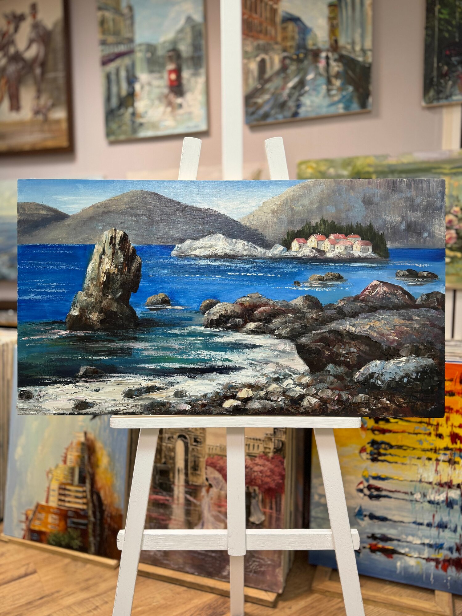 Картина маслом морской пейзаж импрессионизм. 50х90 см. Художественная мастерская Грезы.