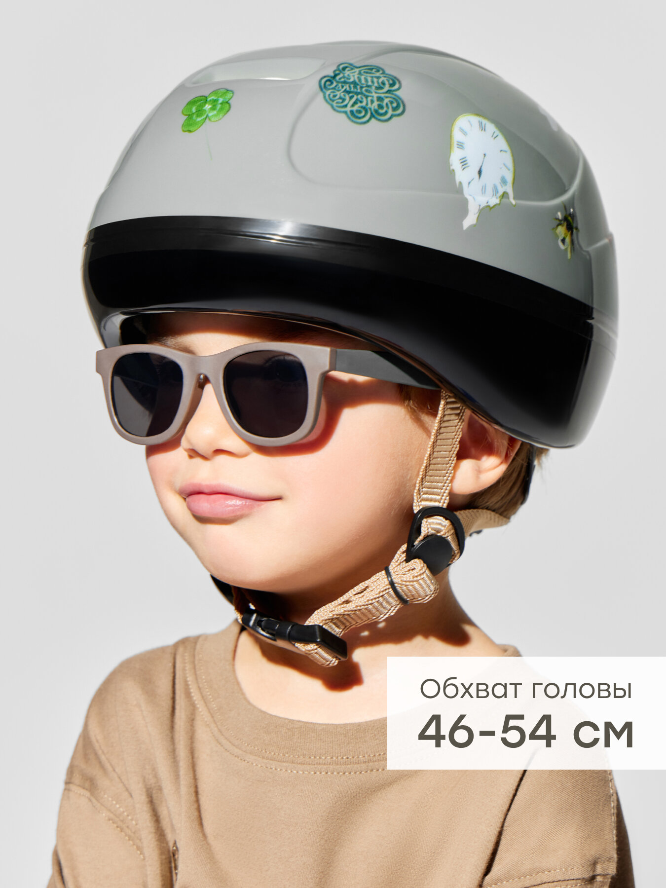 50003, Шлем велосипедный детский Happy Baby STONEHEAD для роликов и самоката, 1-6 лет, обхват головы 46-54, оливковый