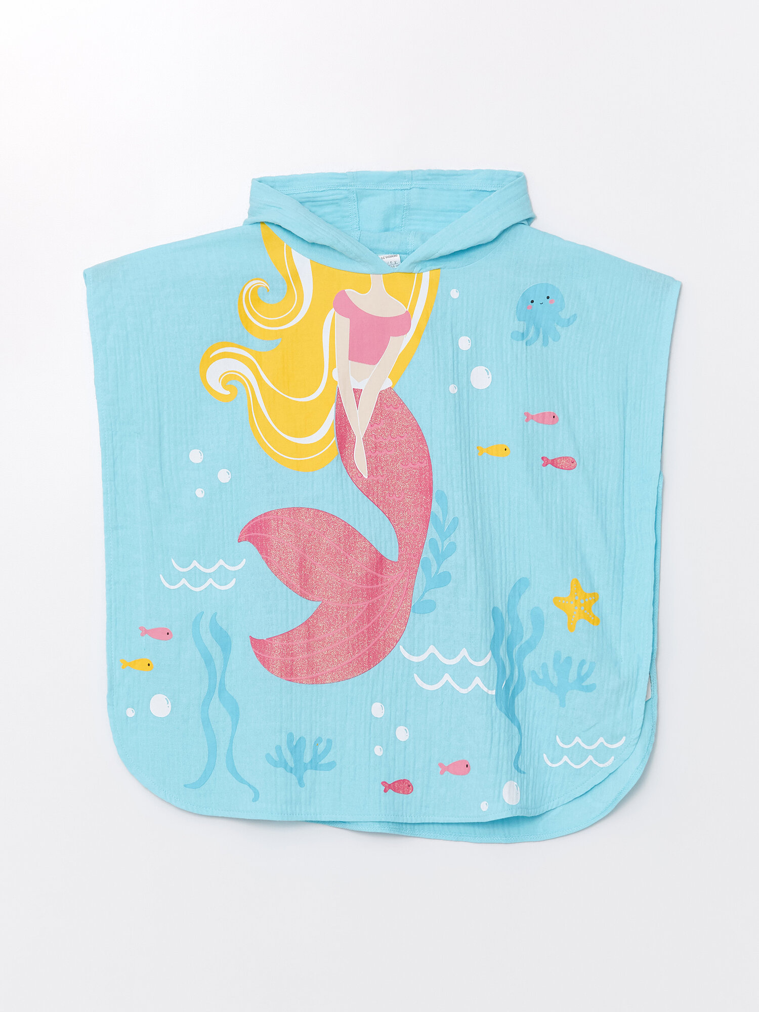 LC Waikiki Пончо-полотенце для девочек с капюшоном и принтом