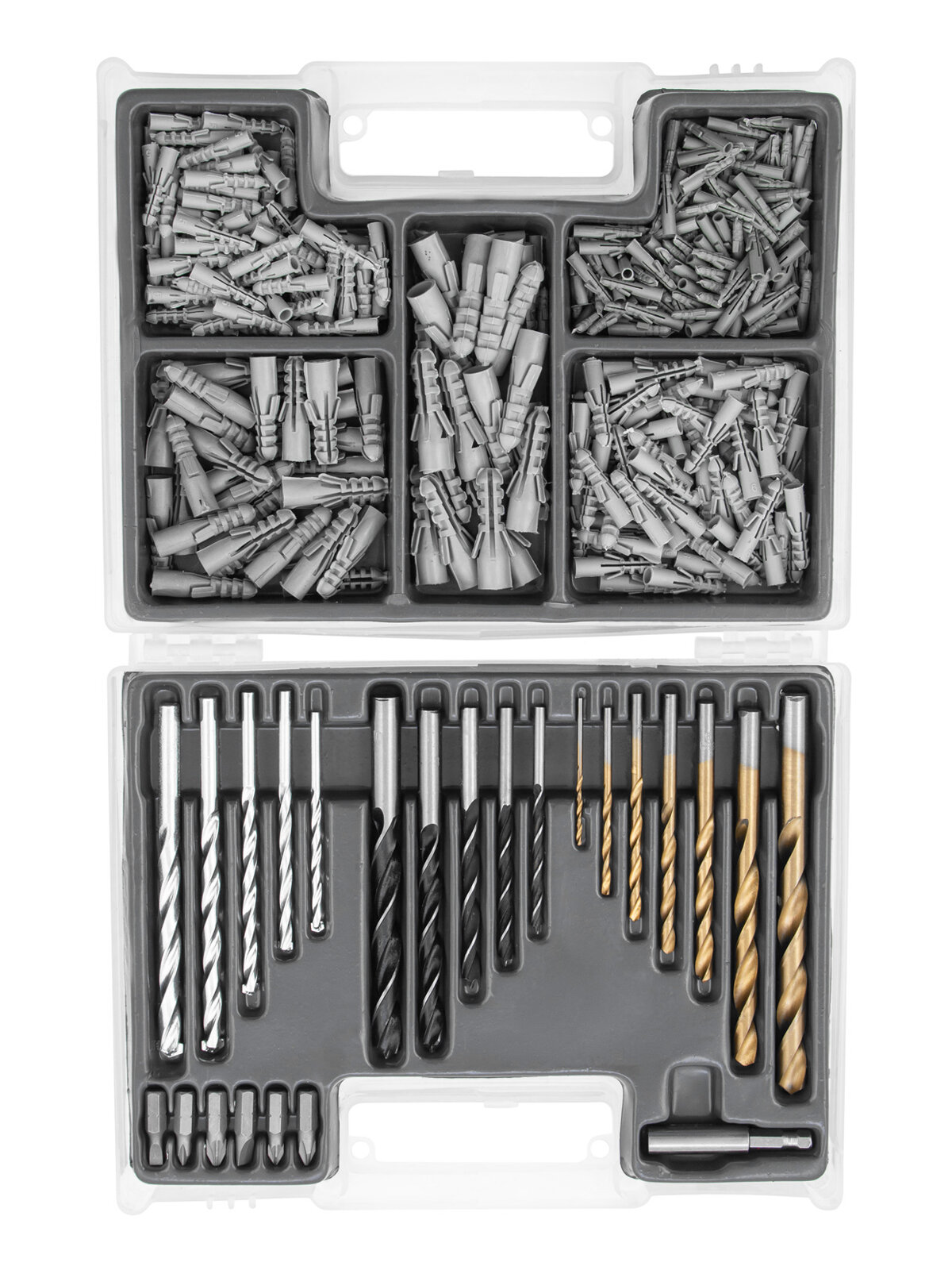 Комбинированный набор сверл Matrix: бетон 4-10 мм/металл 2-10 мм/дерево 4-10 мм/дюбеля 300 предметов 72577