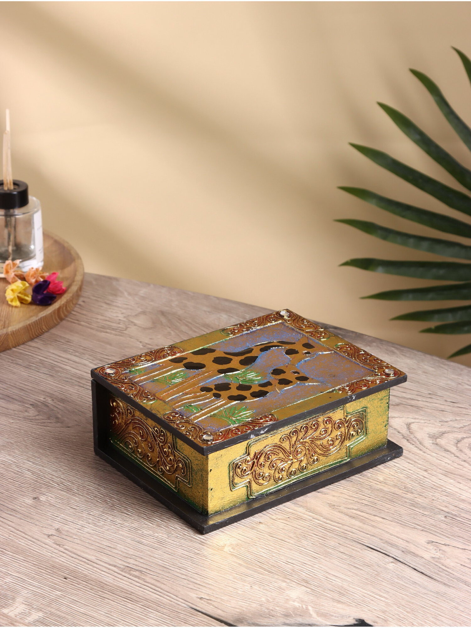 Шкатулка резная "Жирафы", 15x19x7.5 см, МДФ, особенности шкатулки: без особенностей