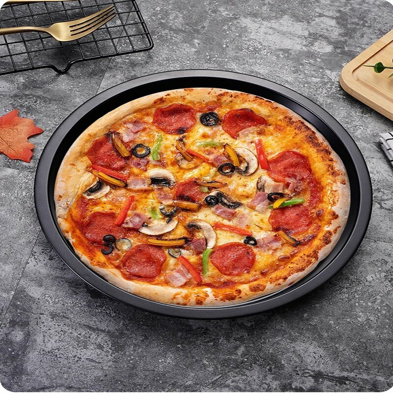 6, 8, 9, 10-дюймовая тарелка для пиццы, круглая углеродистая сталь, антипригарное противень для выпечки, бытовая форма для торта