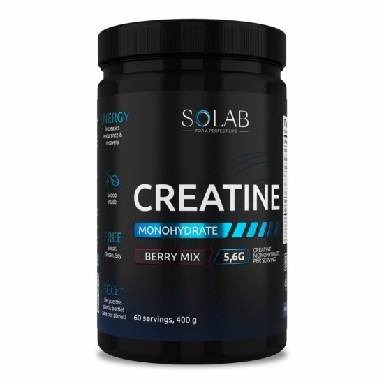 Креатин Solab моногидрат, Лесные Ягоды 60 порций 400 гр.
