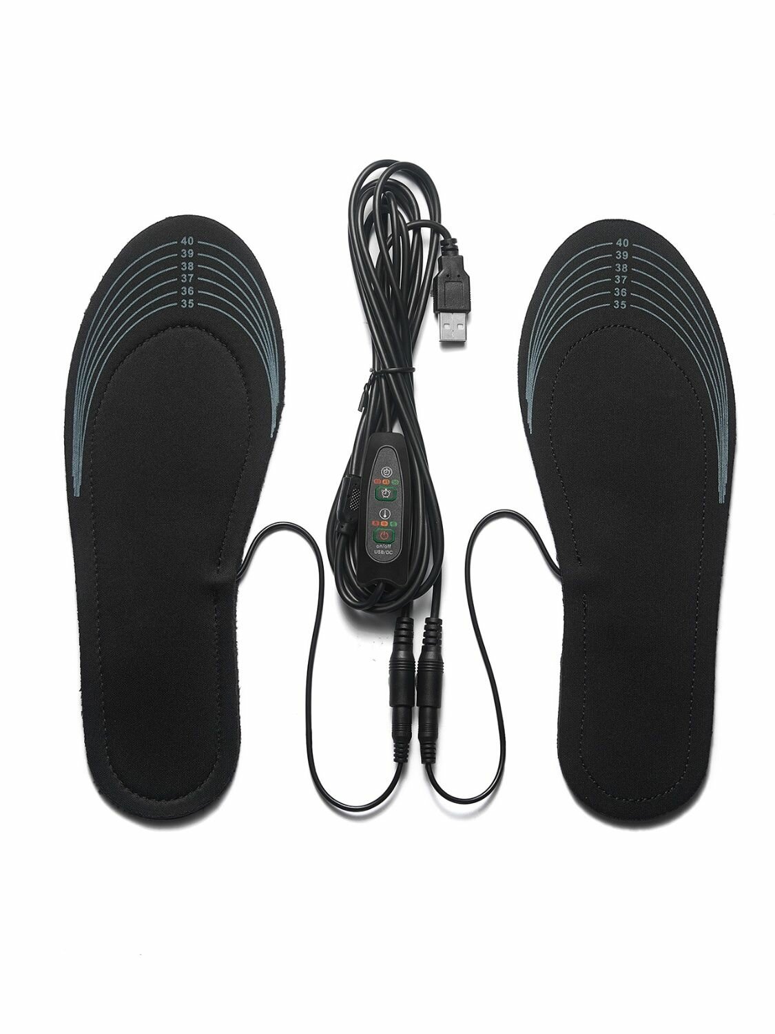 Стельки с подогревом USB универсальный размер 35-46 электрические зимние для охоты и рыбалки, С переключателем контроля температуры