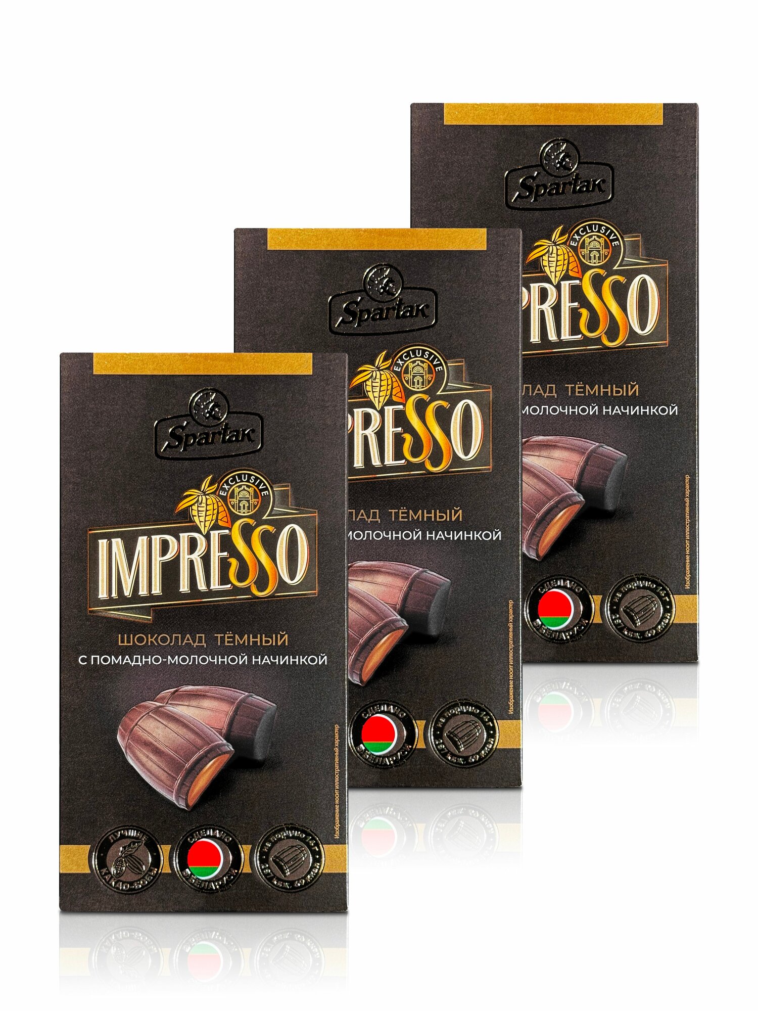 Шоколад темный Спартак Impresso с помадно-молочной начинкой, 141г х 3шт
