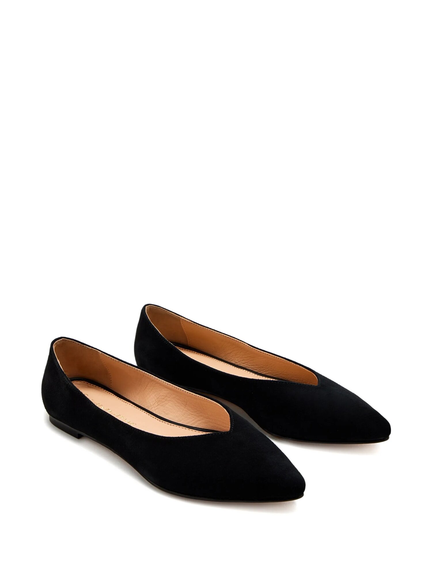 Балетки HOUSE OF BALLERINAS Pointed-toe suede ballet flats, размер 38, black/black — фото 1
