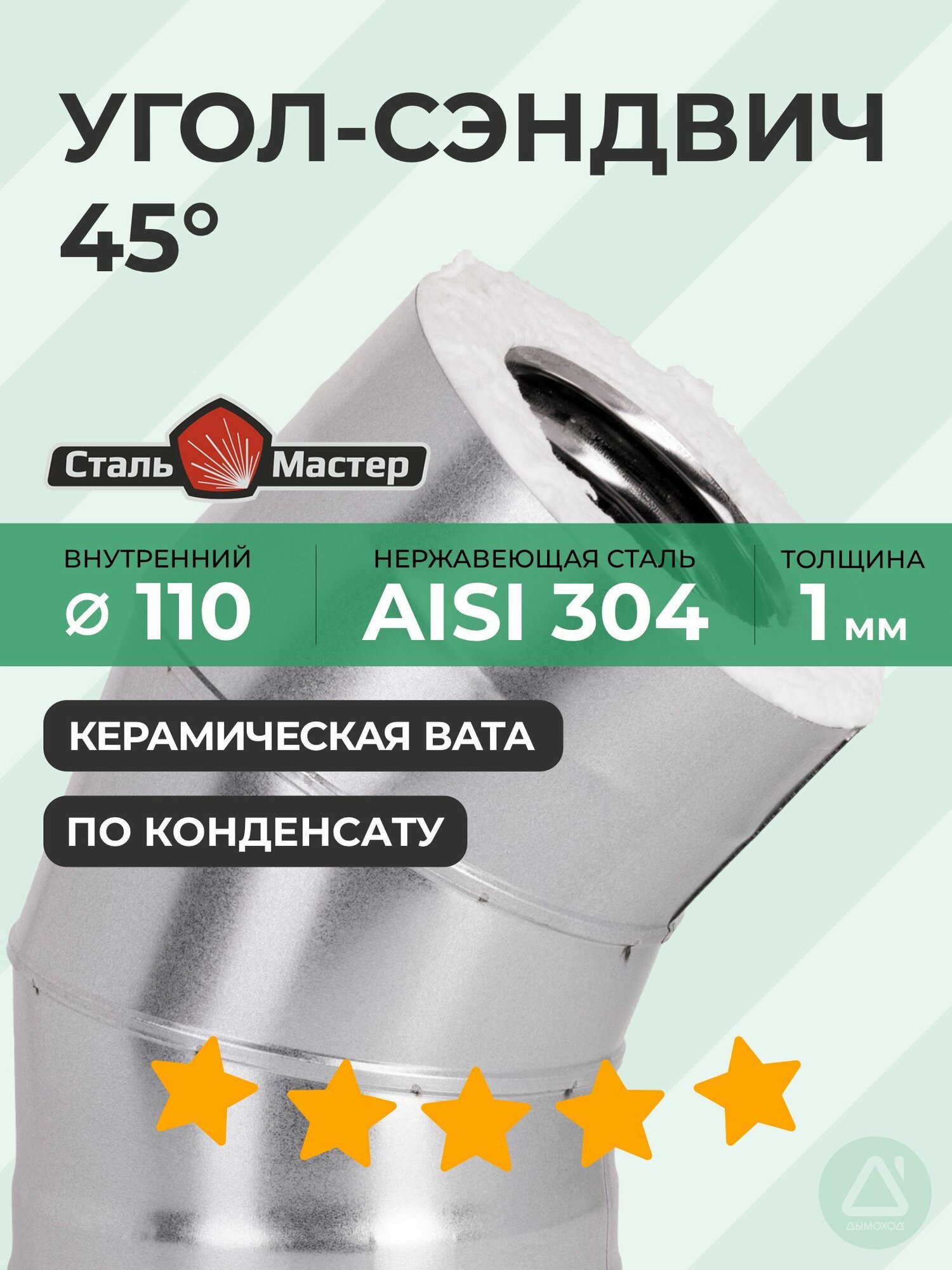 Угол-сэндвич К 110 / 200 45 нерж 1 мм / оц супервул