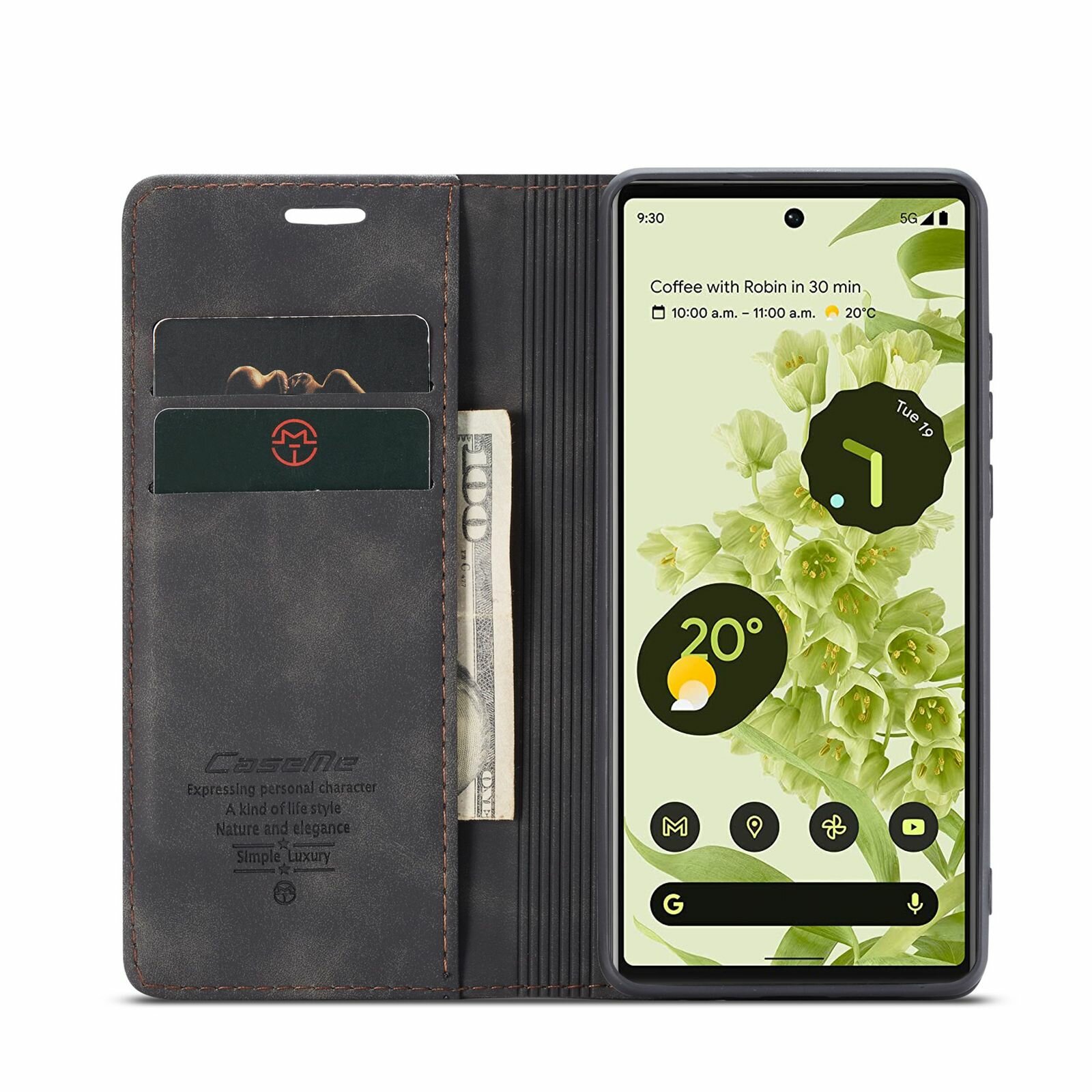 Чехол-книжка CaseMe Matte Google Pixel 6 черный