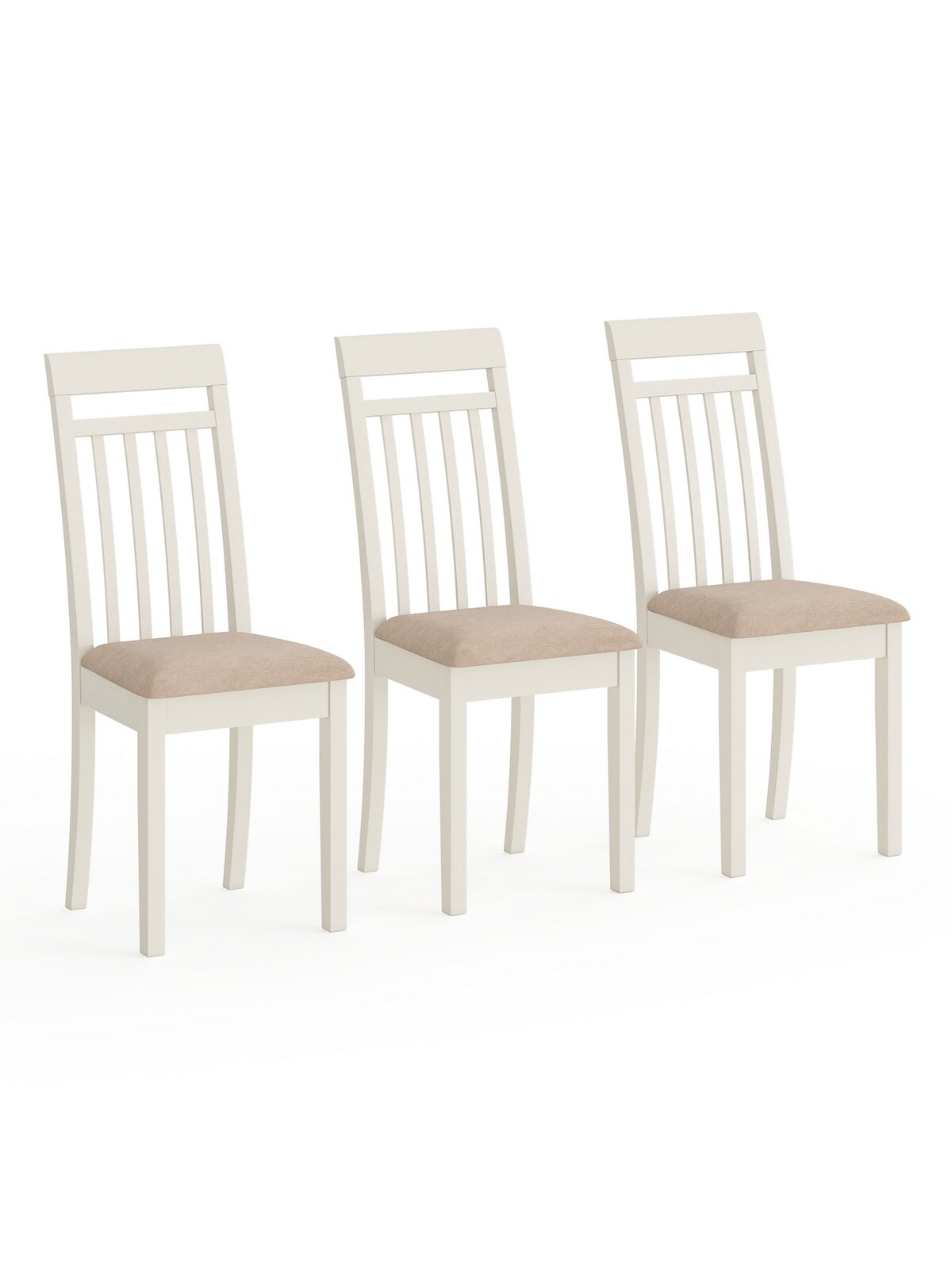 Три стула для кухни массив Мебель--24 Гольф-11 разборных, слоновая кость, обивка велюр бежевый 05, 40х40х100 см.