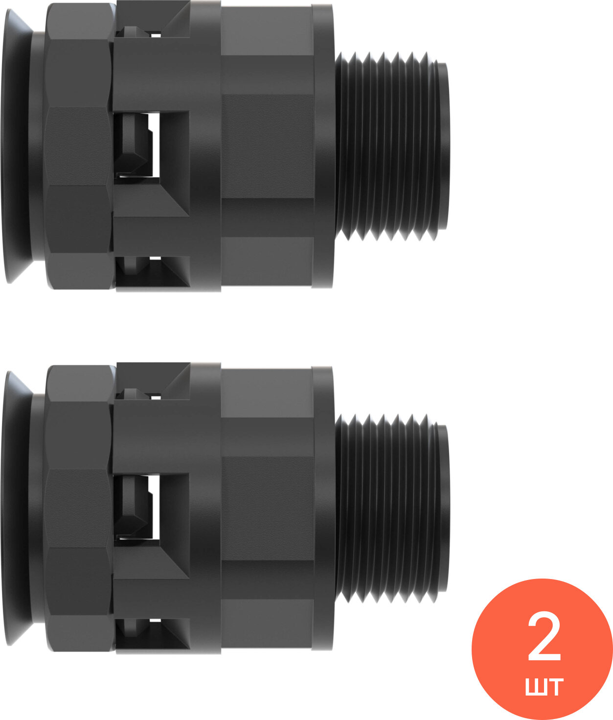 Кабельный ввод DKC / ДКС муфта труба-коробка, полиамид, черный, M20x1.5, 17мм, IP65 / электрика (комплект из 2 шт)