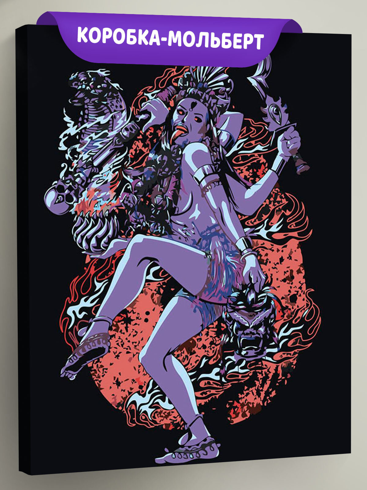 Картина по номерам на холсте с подрамником "Религия индуизм, Индия: богиня Кали арт" Раскраска 40x50 см, Божества Мантры