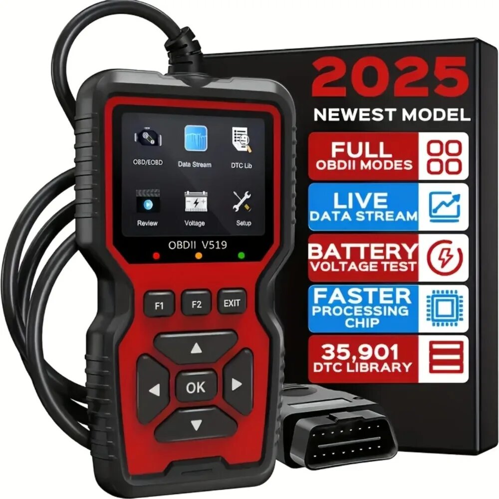 Диагностический Сканер V519 OBD2/EOBD Для Проверки Двигателя, Тестер Аккумулятора Red
