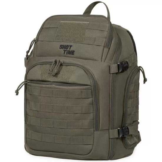 Рюкзак тактический Shottime Tactical 28л, ПВХ 600D, MOLLE, USB порт, 48х32х20 см, олива, 1100г