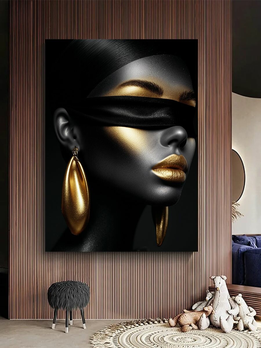 Картина интерьерная на стену - "Девушка с повязкой на глазах" , 50х70 см.