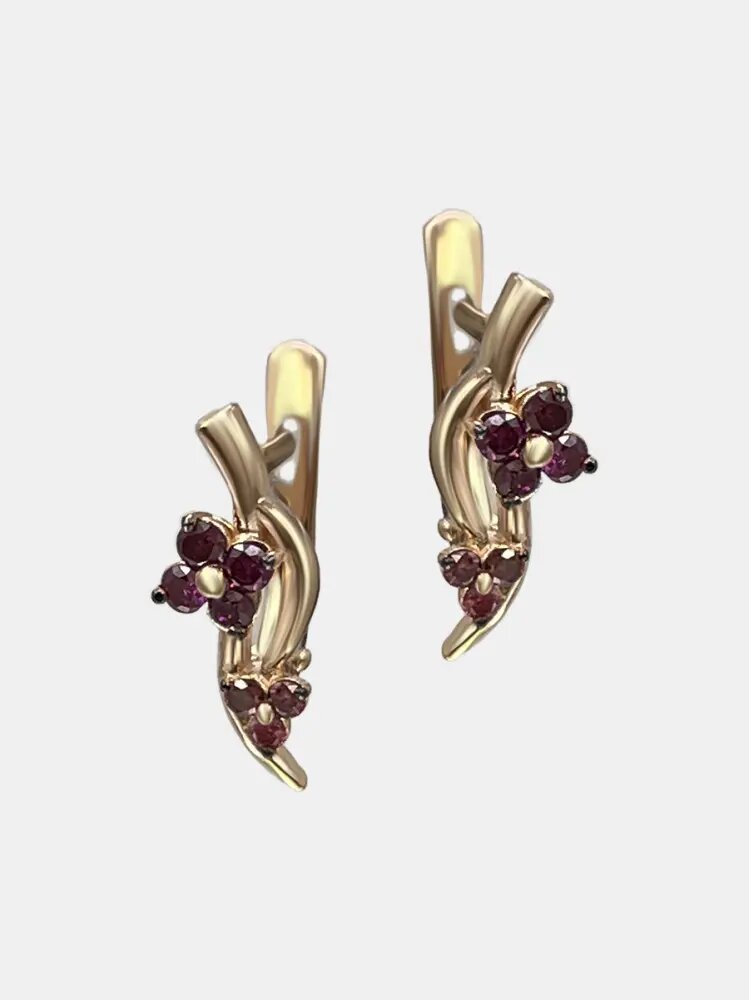 Серьги, красное золото, 375 проба, бриллиант