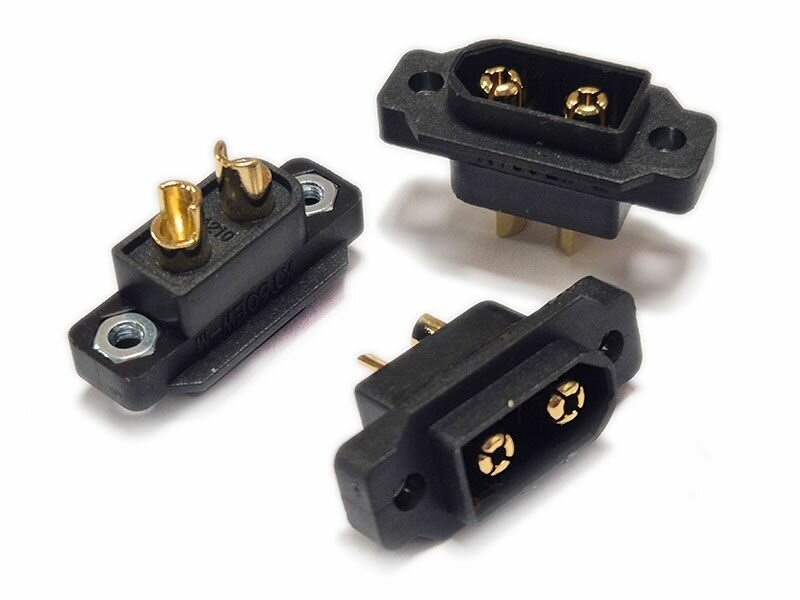 Силовые разъемы-вилки Amass XT60EW-M "папа" 3 шт. для установки на плату или корпус 30A/60А 500В